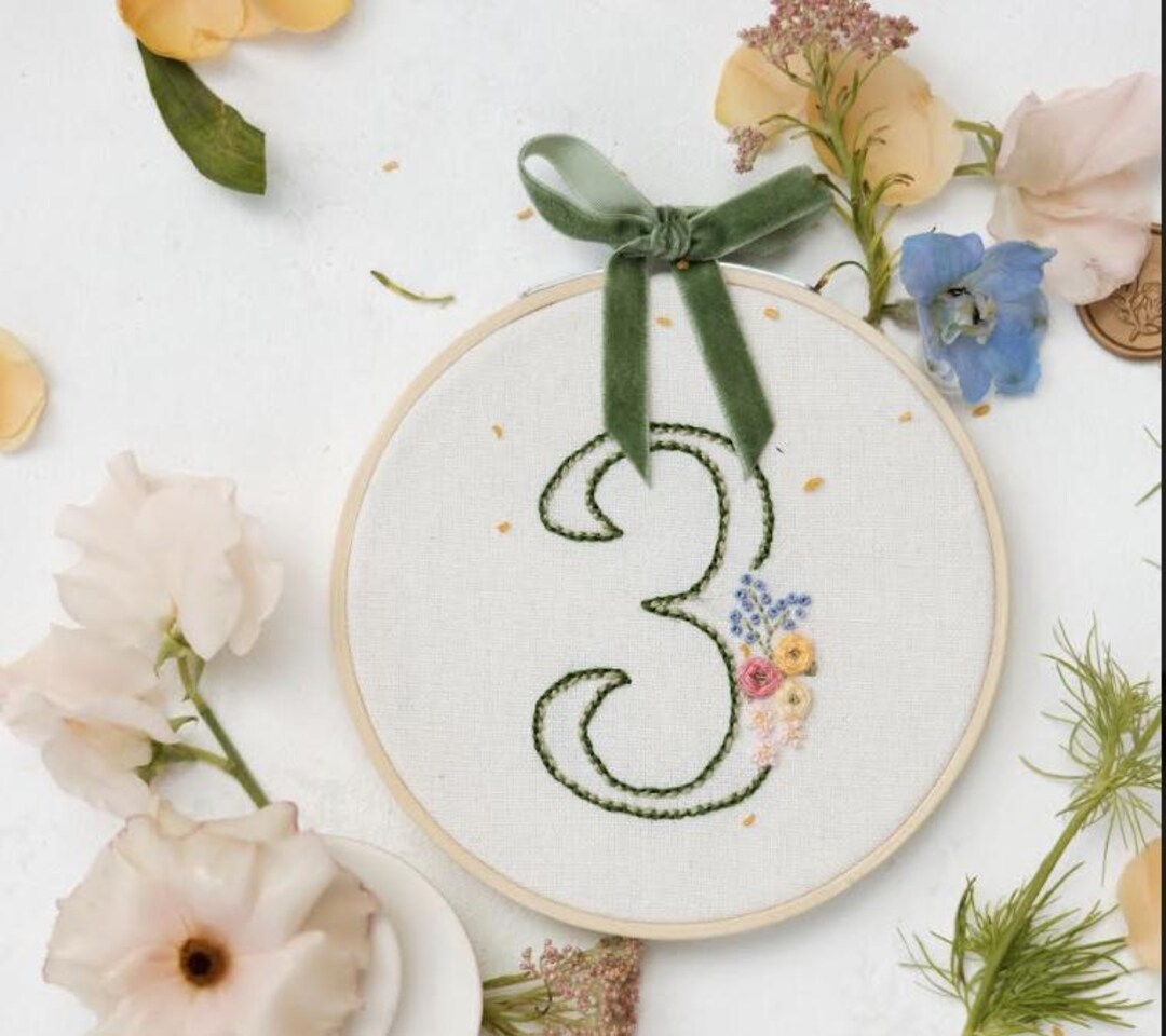 Personalized Hand Embroidered Table Numbers Hand Embroidered Baby ...