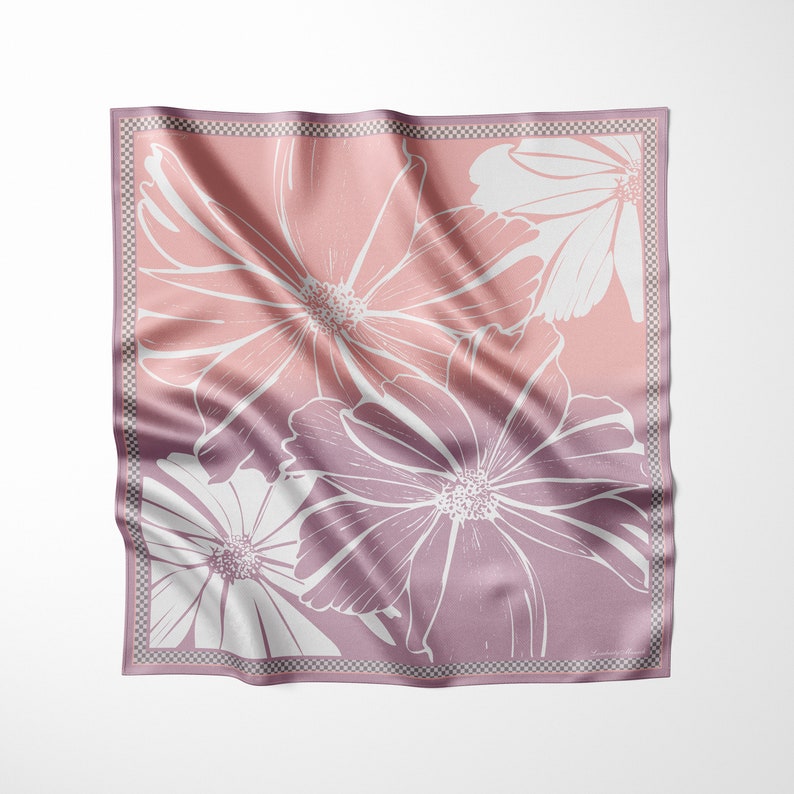 Cosmos Flower Midi Silk Scarf Made in Italy - Etsy