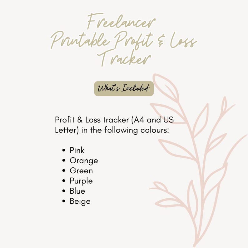 Profit and Loss Tracker Printable Bundle – 6 Pastel Colors | A4 & US ...