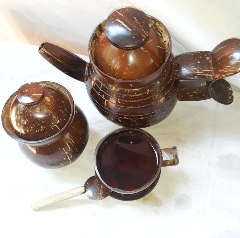 Coconut Shell Tea Cup Set - Etsy