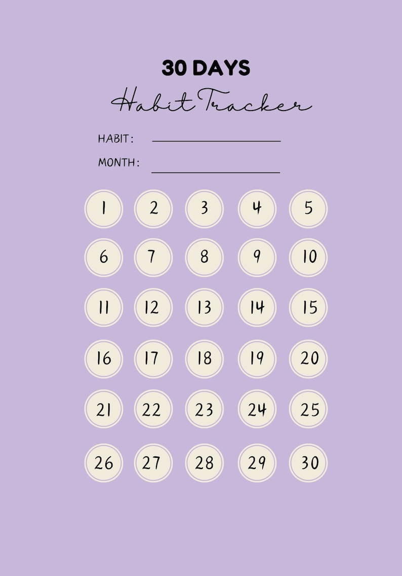 30 Day Habit Tracker Purple - Etsy