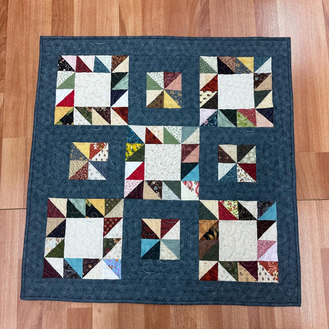 Blue Grey Friendship Pinwheels Little Quilt/table Topper - Etsy