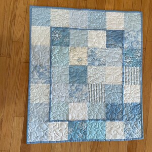 Little Boy Blue and White Baby Quilt With Soft Checked Flannel Back - Etsy