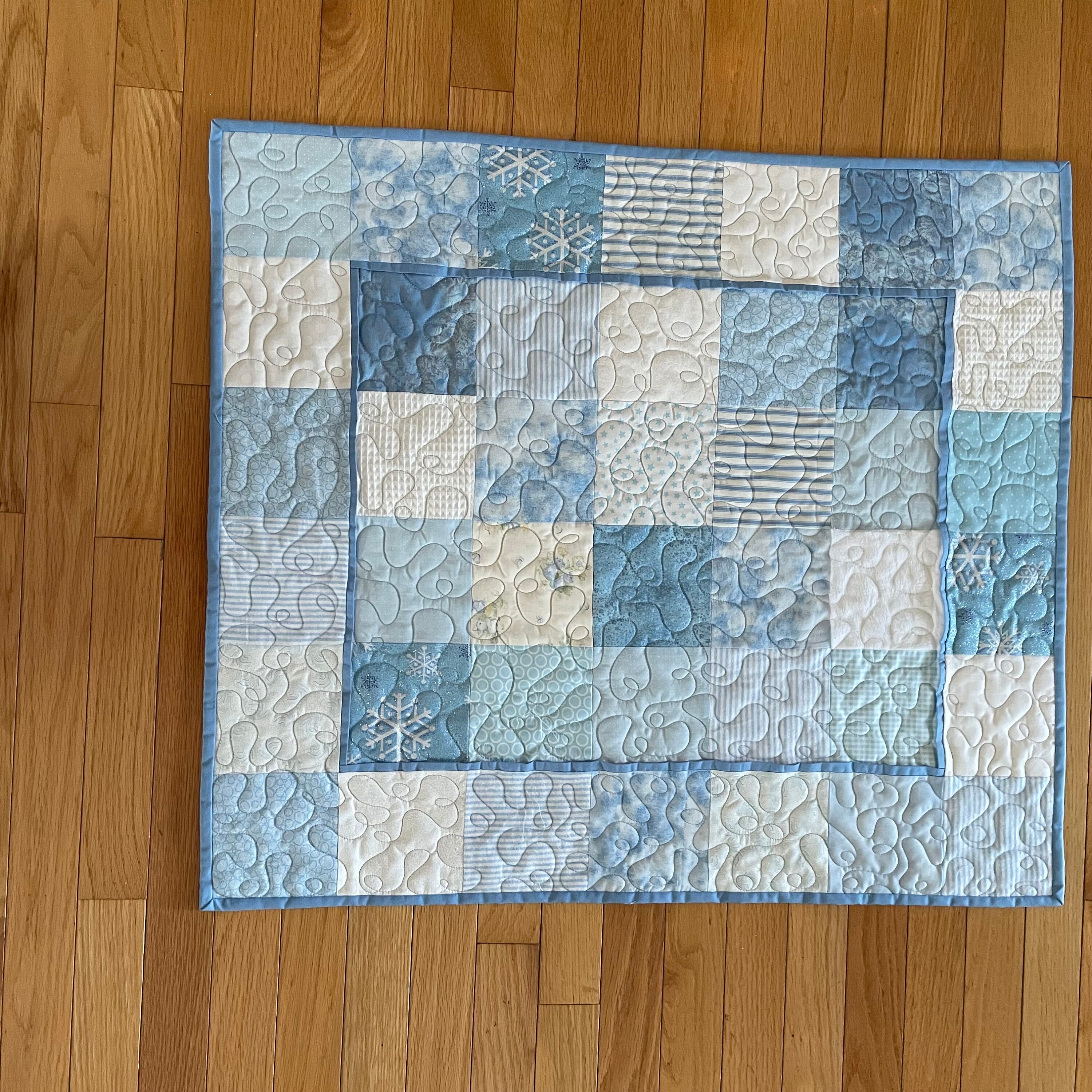 Little Boy Blue and White Baby Quilt With Soft Checked Flannel Back - Etsy