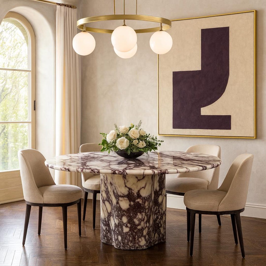 Calacatta Viola Marble Luxury Round Dining Table (D)36'' (H)26'' - Etsy