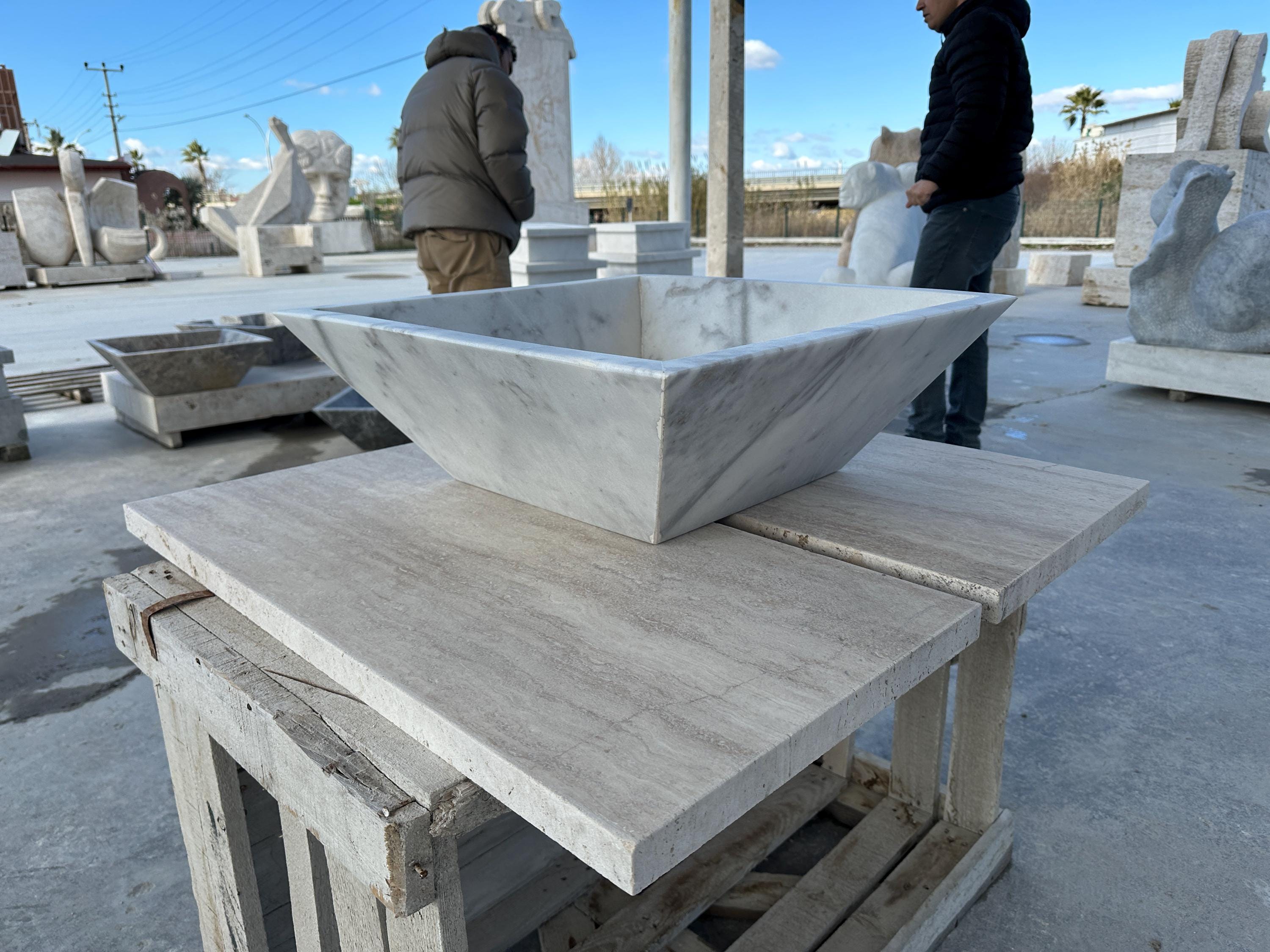 Carrara White Marble Natural Stone Fire Pit, Honed - Matte, (w)24" (l ...