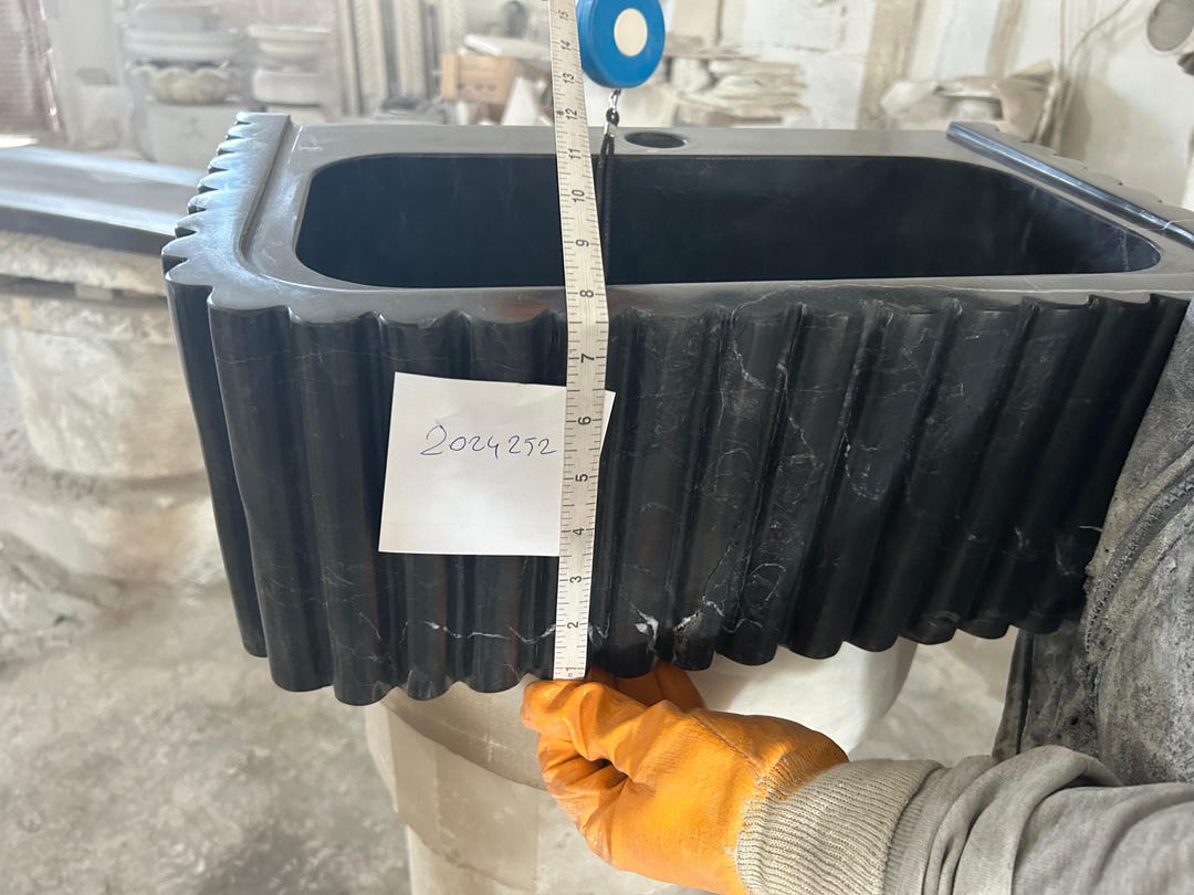 Toros Black Marble, Rectangular Wall-mount, Polished Sink, (w)12" (l)19 ...