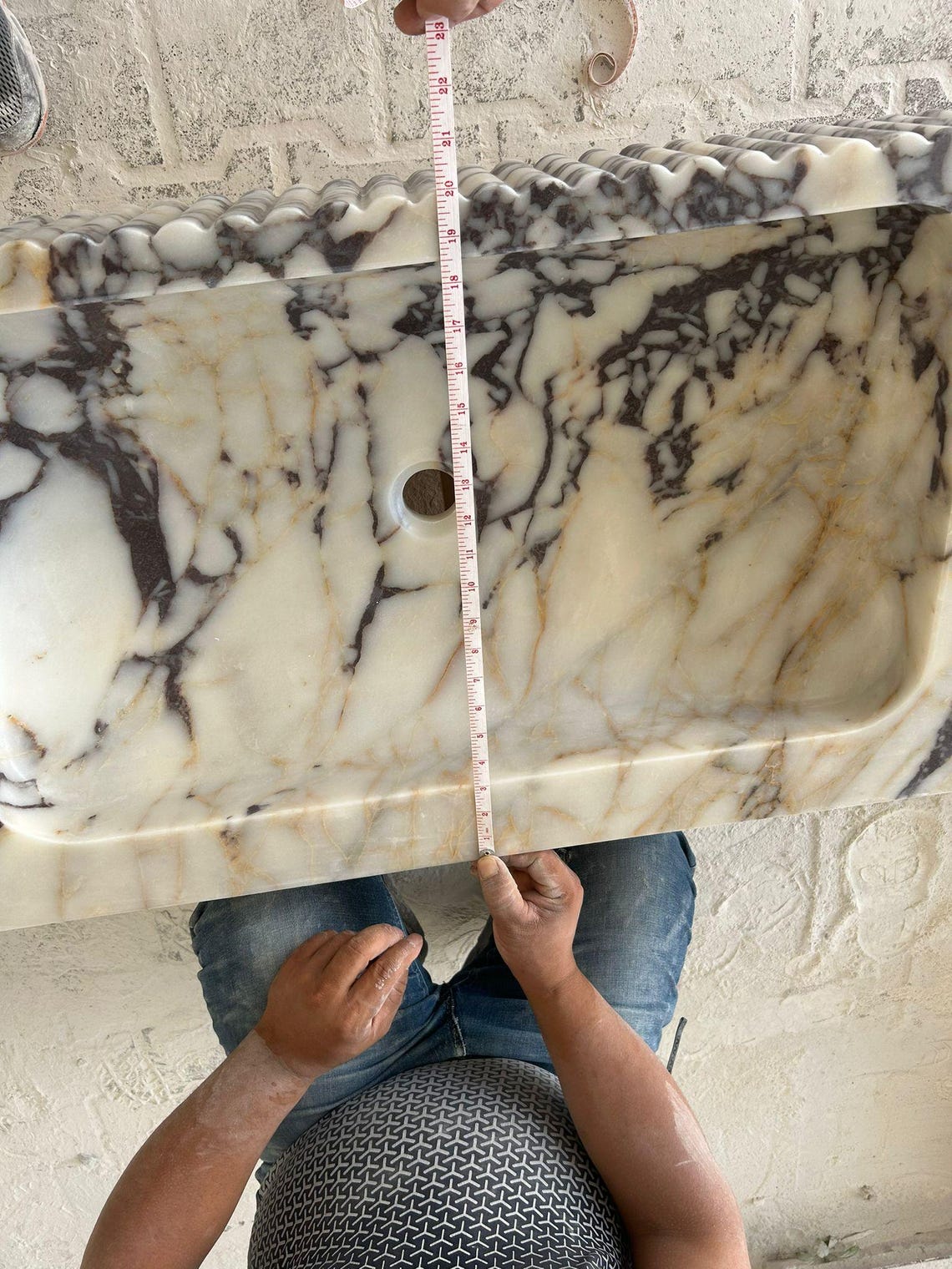 Calacatta Viola Marble Wall-mount Bathroom Vanity Carved From Solid ...