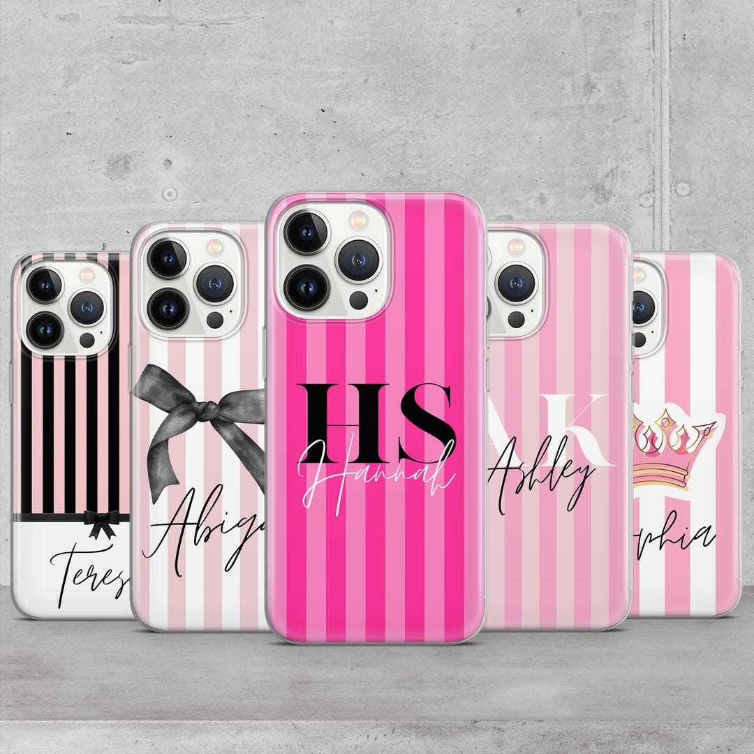 Custom Pink Lines Phone Case Personalized Crown Cover for iPhone 17 Pro ...