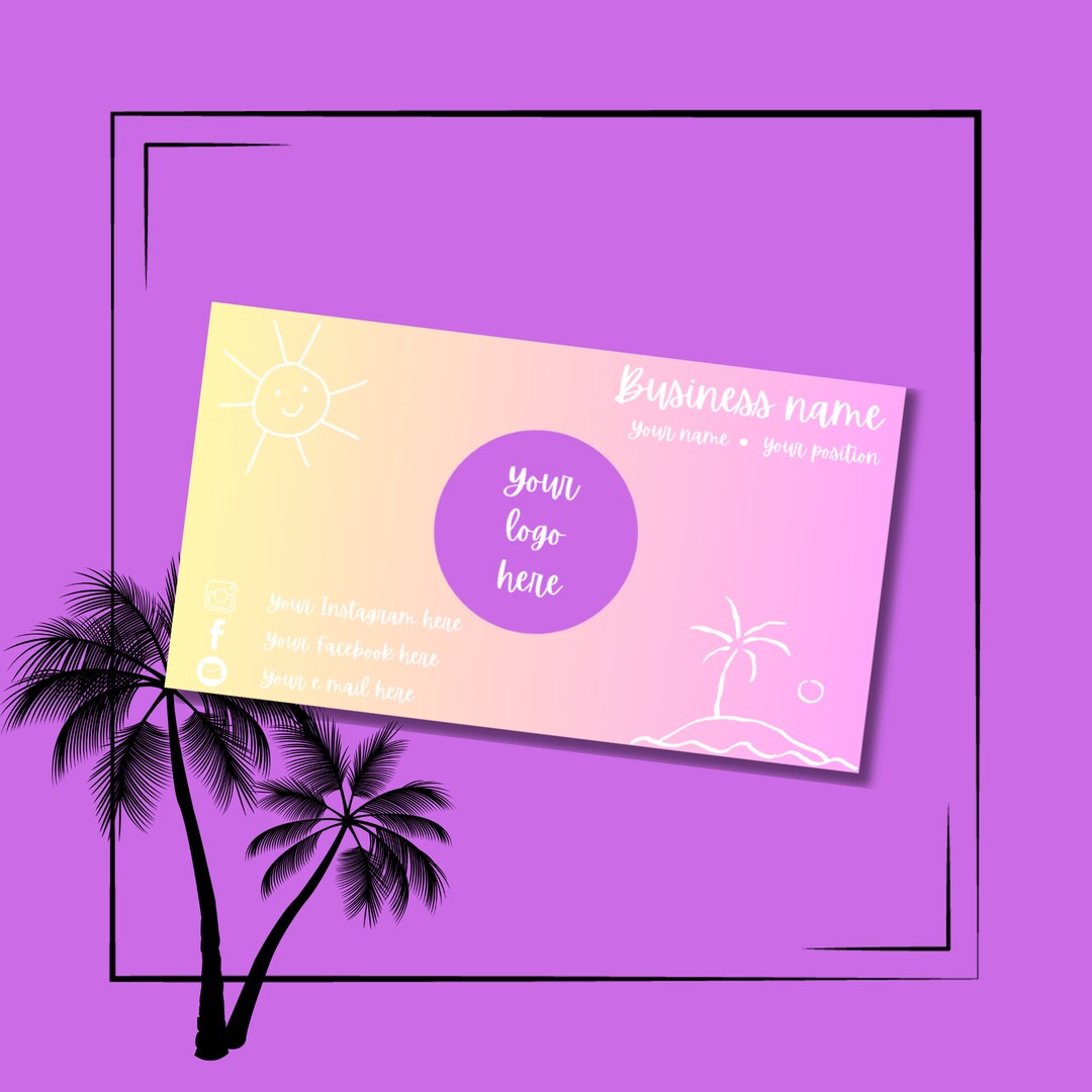 Beach Business Card Template Business Card for Small Business Owners ...
