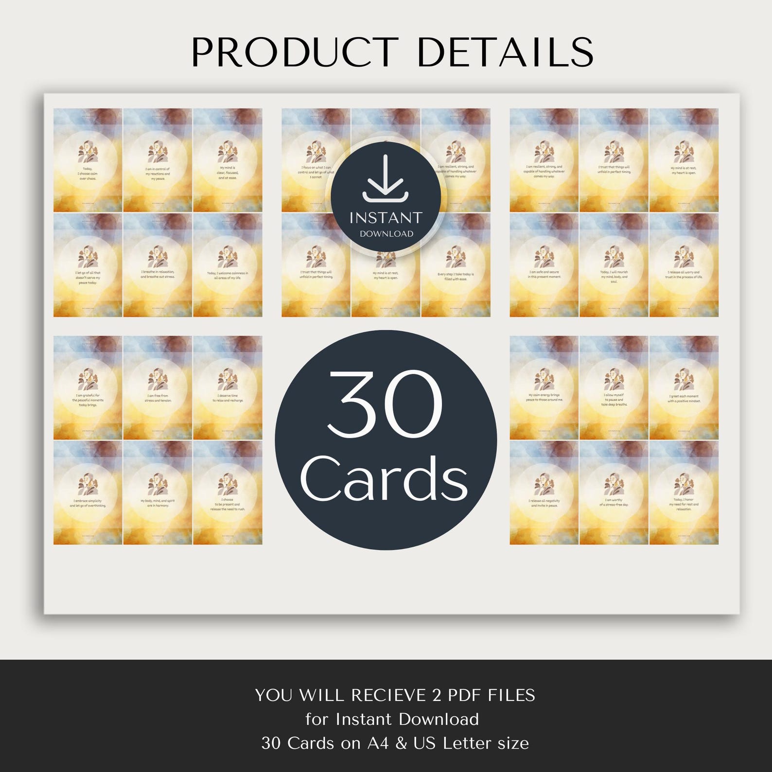 Stress Free Day Affirmations Cards | 30 Daily Positive Vibes | Stress ...