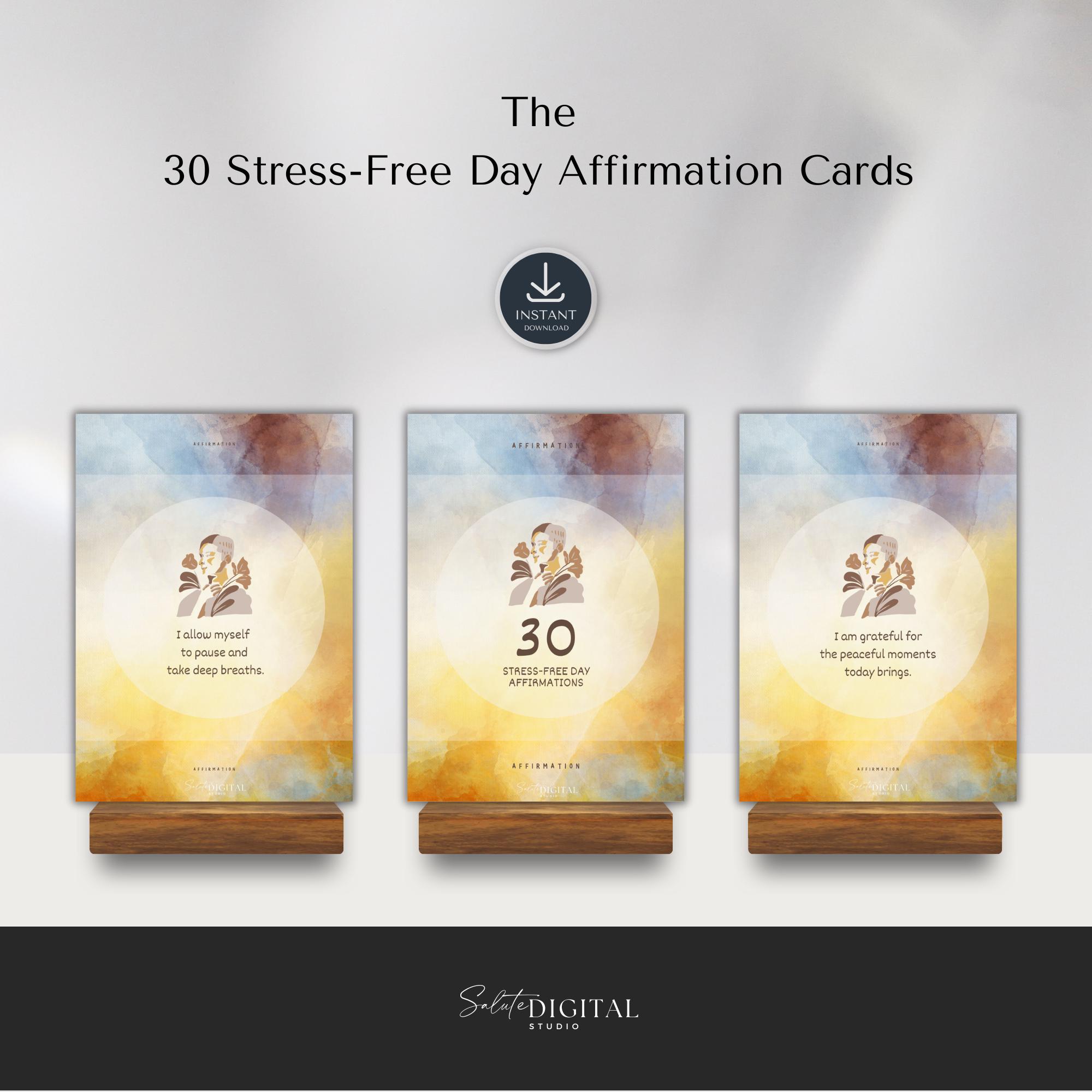 Stress Free Day Affirmations Cards | 30 Daily Positive Vibes | Stress ...