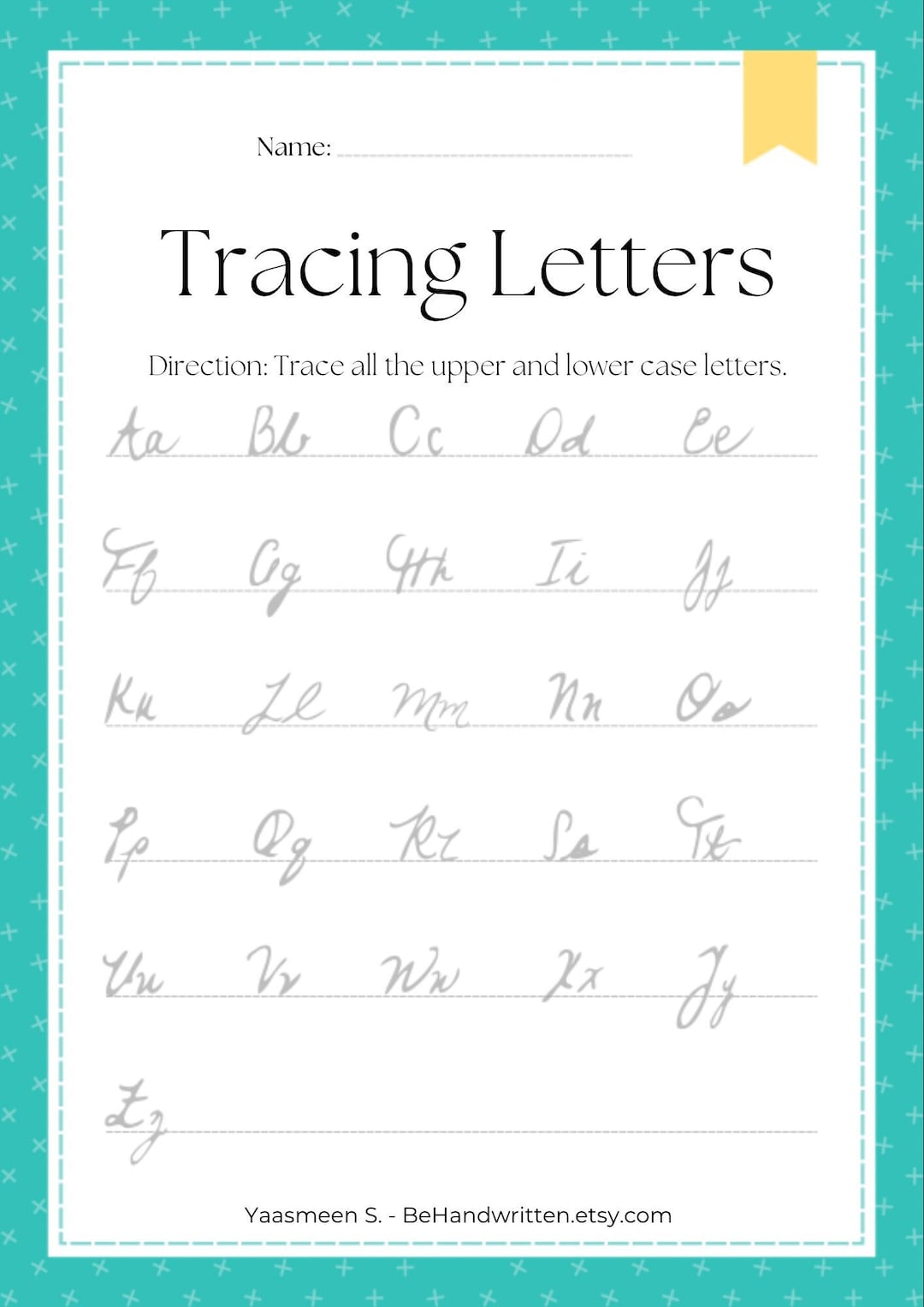 Handwritten Custom Script Sheet for Kids, Personalized Learning ...