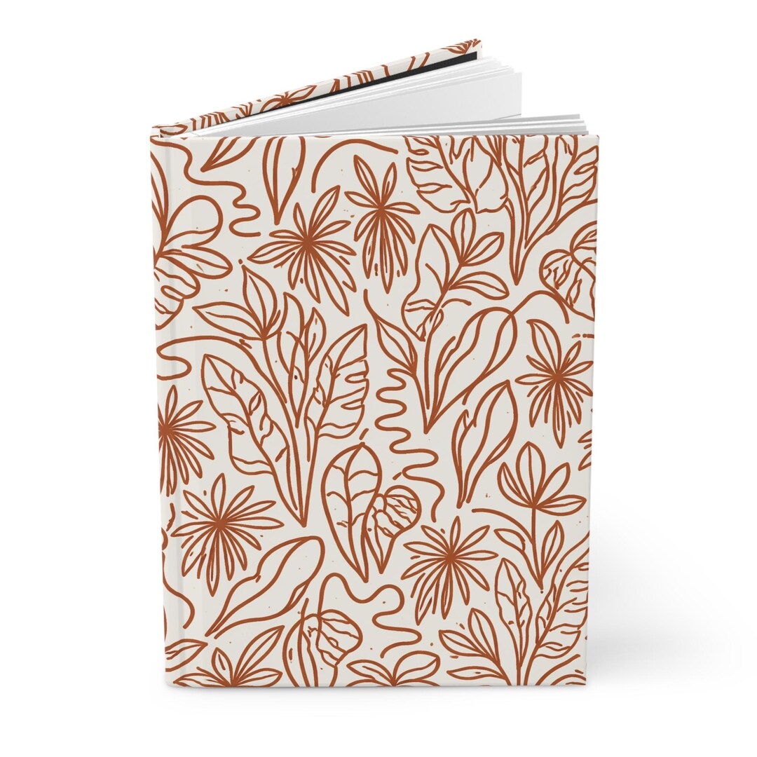 Terracotta Floral Line Art Journal | Hardcover Matte Botanical Notebook ...