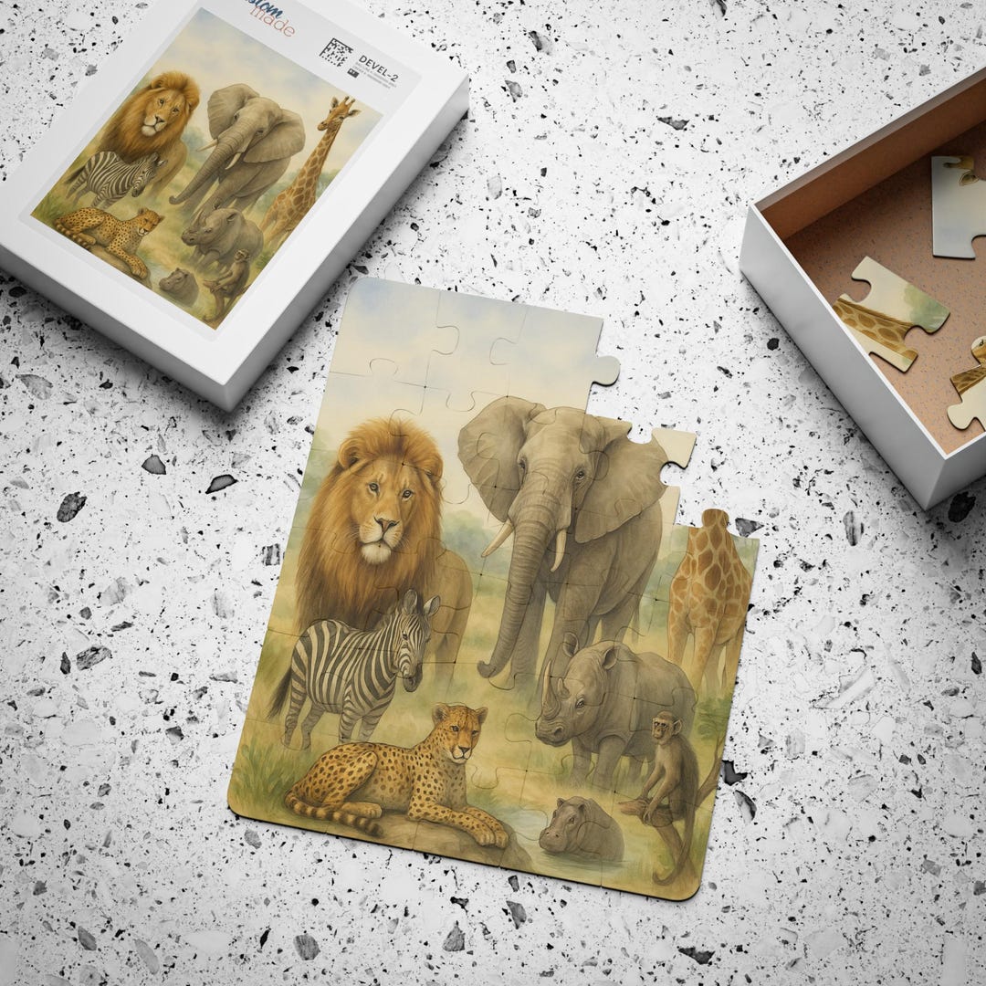 Safari Animals Puzzle, Kids Jigsaw Game, Educational Toy - Etsy