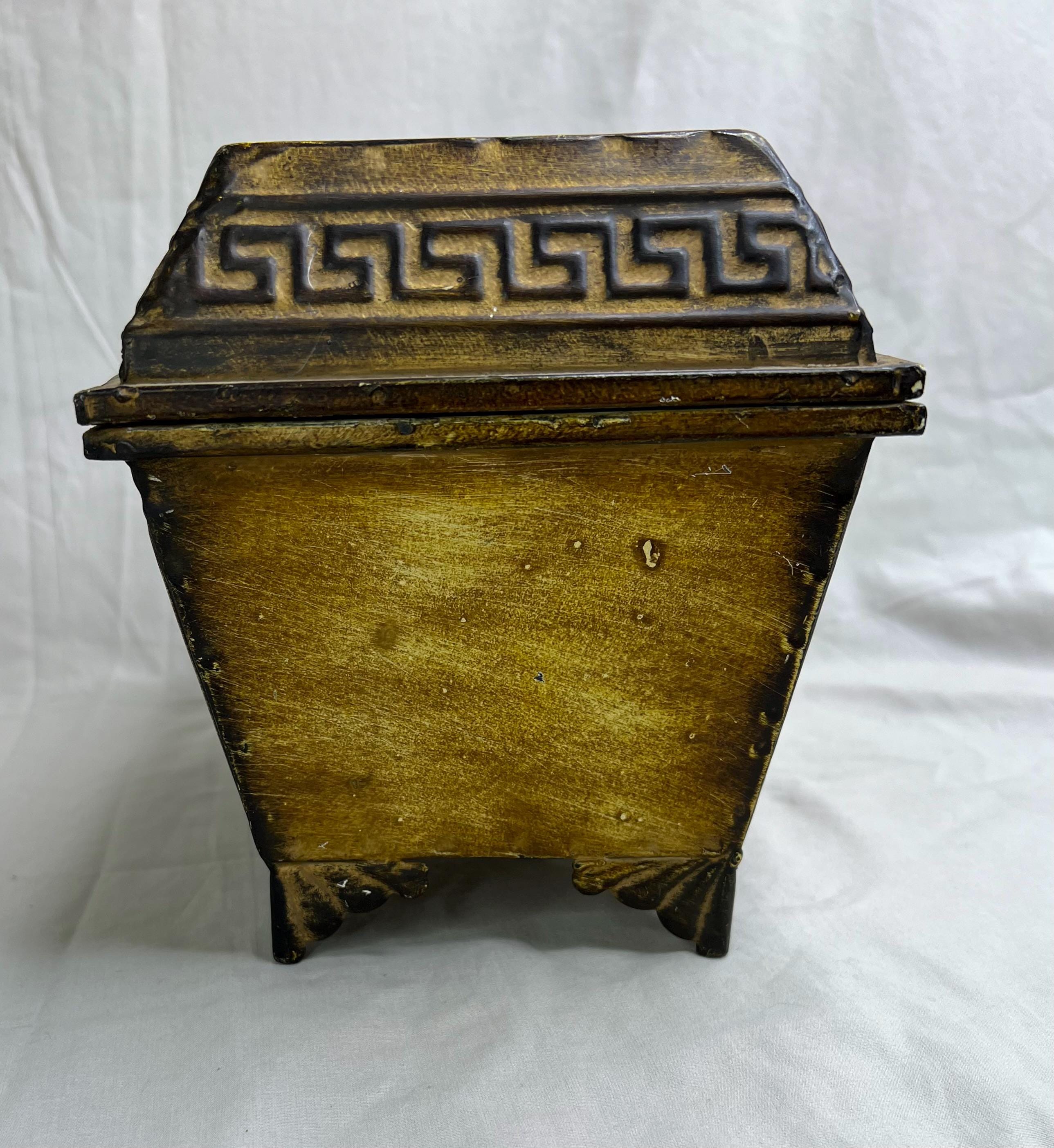 Vintage Italian Footed Metal Keepsake Jewelry Box, Tin Primitive Rustic ...