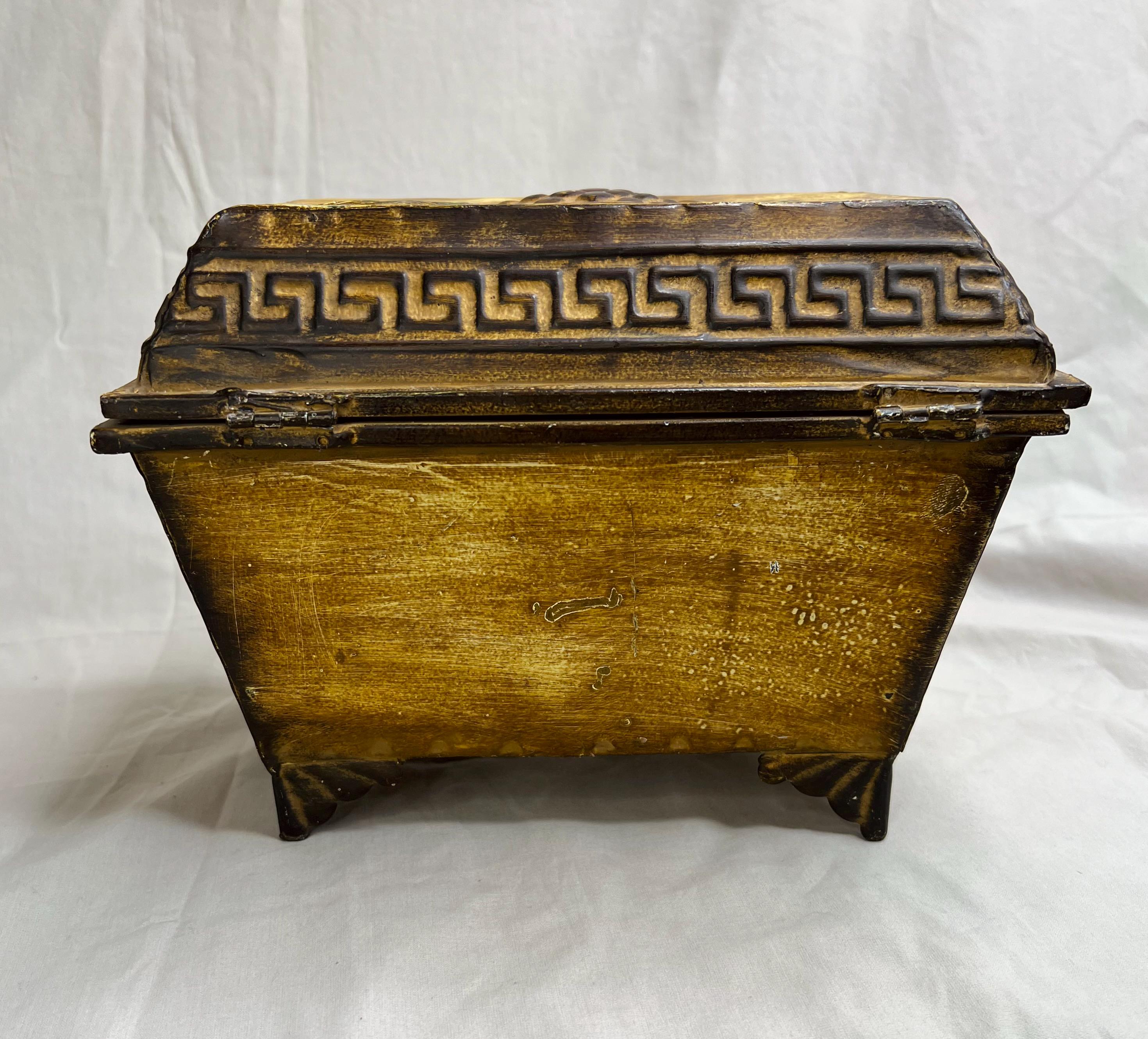 Vintage Italian Footed Metal Keepsake Jewelry Box, Tin Primitive Rustic ...