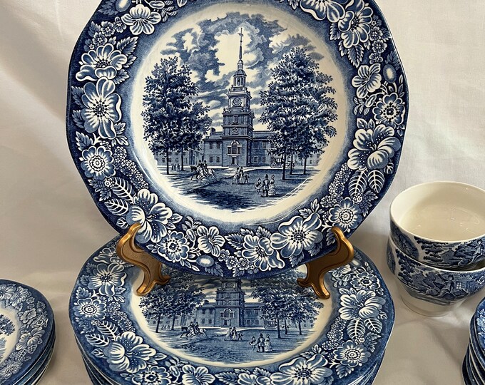 Vintage Liberty Blue Independence Hall Dinner Plates Fine China - Etsy