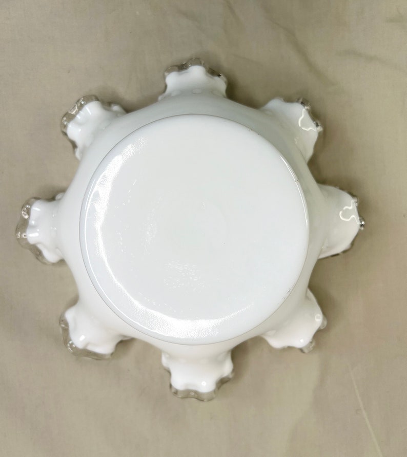 Fenton Silver Crest Vintage Milk Glass Footed Compote With Ruffled Edge ...