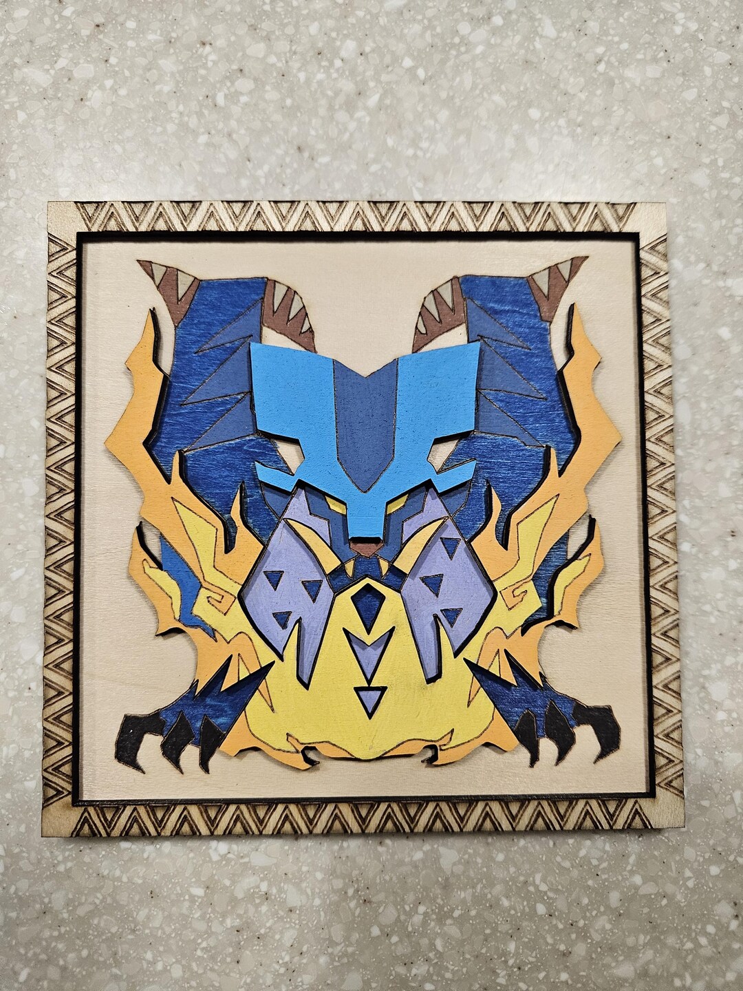 Lunastra Monster Hunter Plaque 3d Wood Cut/engraving With Resin Coat - Etsy