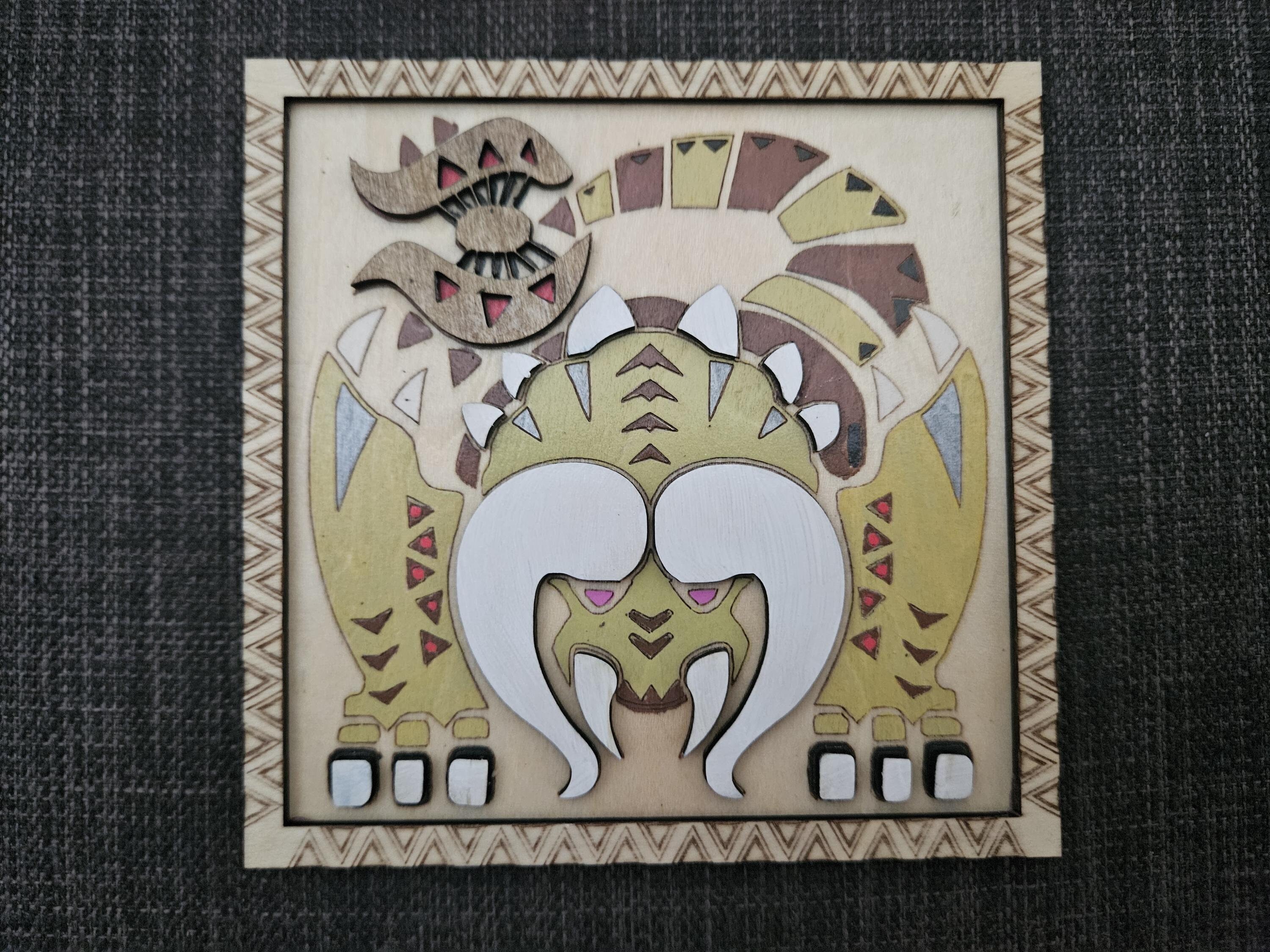 Diablos Monster Hunter Plaque 3d Wood Cut/engraving With Resin Coat - Etsy