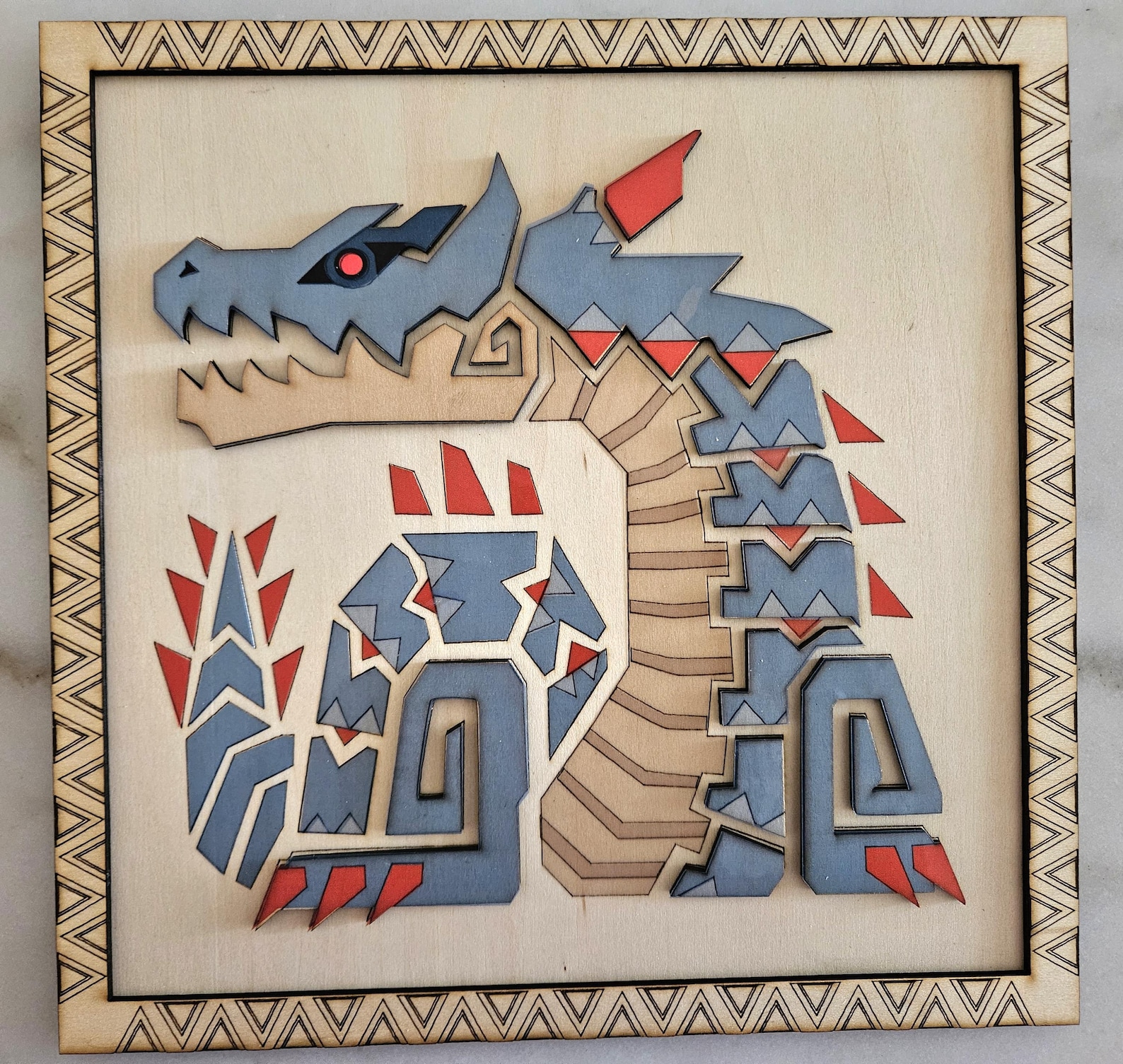 Lagiacrus Monster Hunter Plaque 3d Wood Cut/engraving With Resin Coat ...