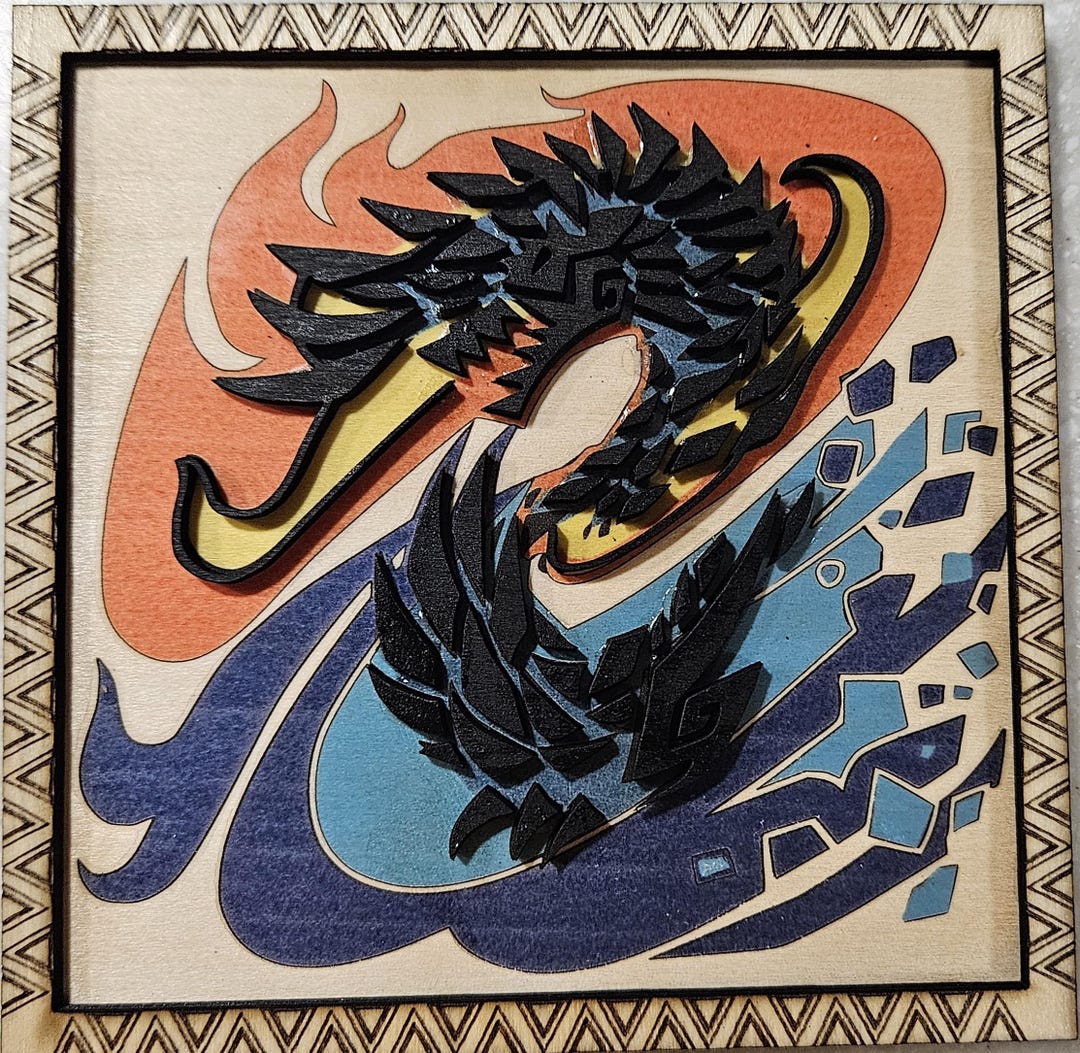 Alatreon Monster Hunter Plaque 3d Wood Cut/engraving With Resin Coat - Etsy