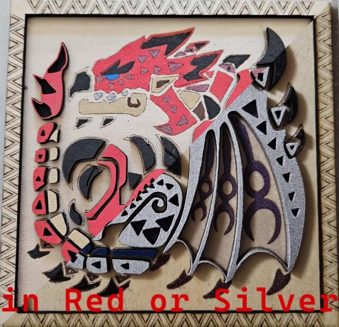 Rathalos Monster Hunter Plaque 3d Wood Cut/engraving With Resin Coat - Etsy