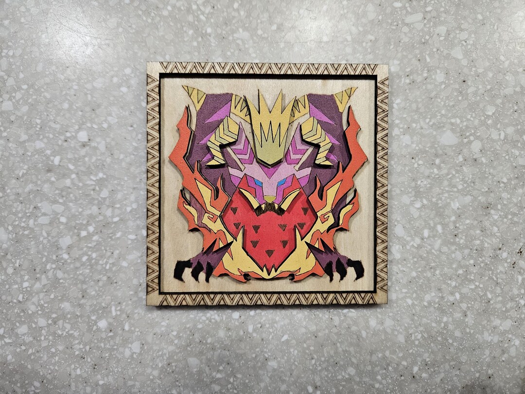 Teostra Monster Hunter Plaque 3d Wood Cut/engraving With Resin Coat - Etsy