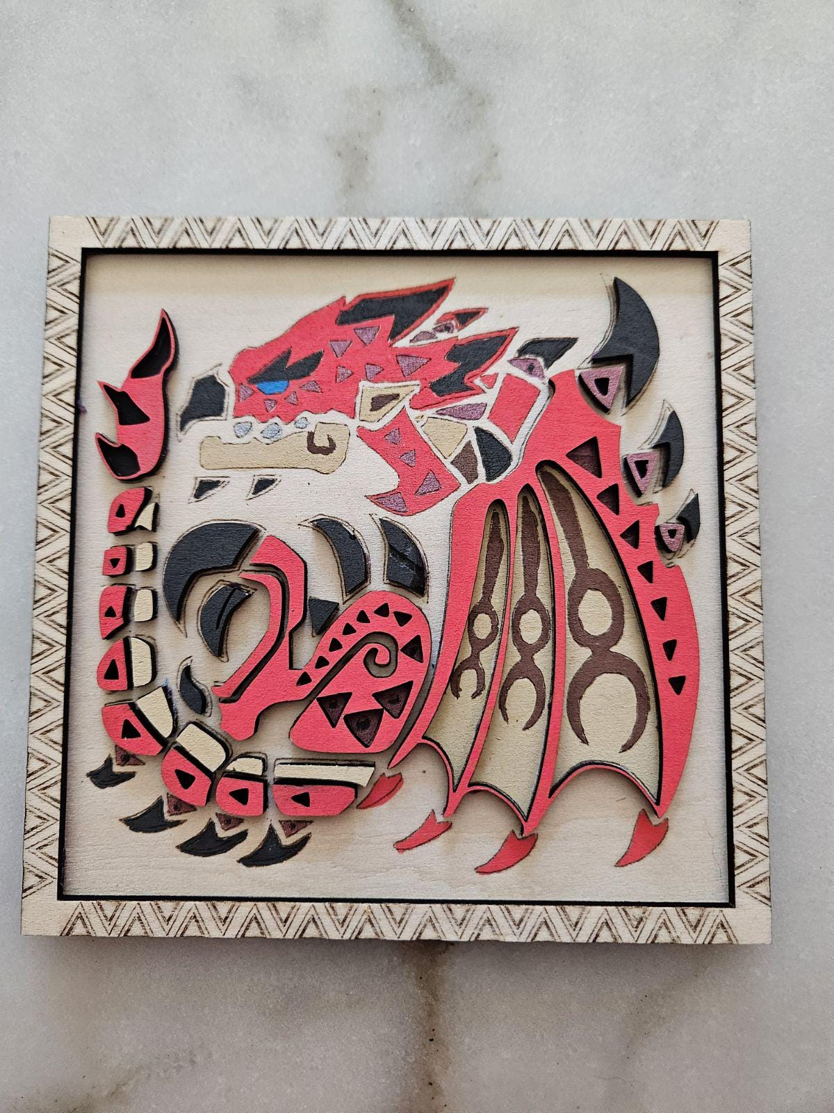 Rathalos Monster Hunter Plaque 3d Wood Cut/engraving With Resin Coat - Etsy