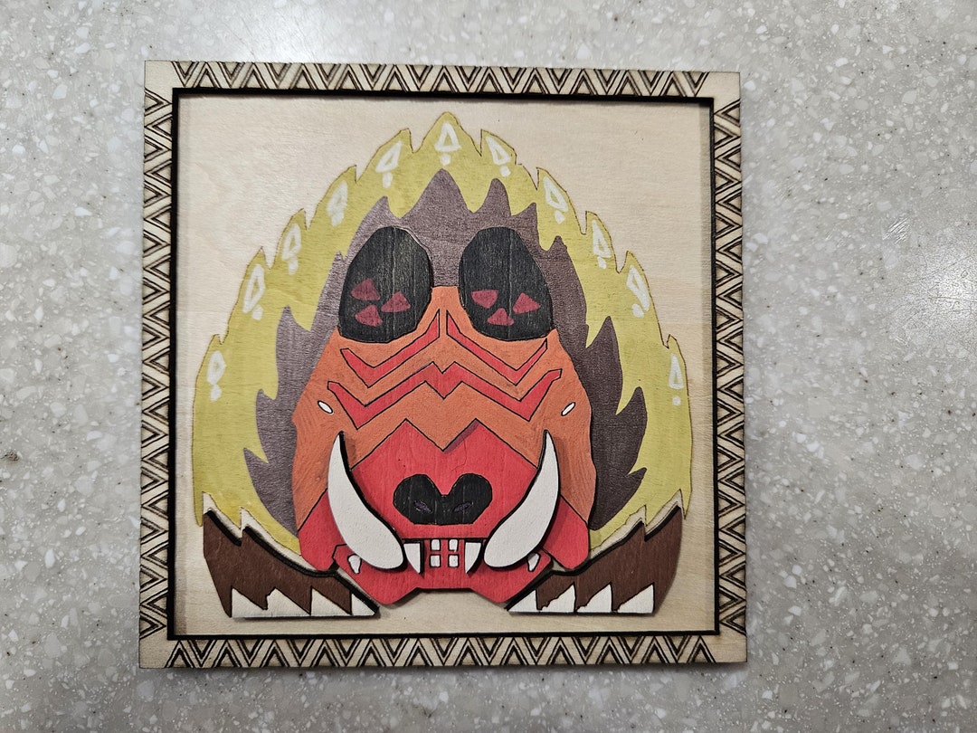 Doshaguma Monster Hunter Plaque 3d Wood Cut/engraving With Resin Coat ...