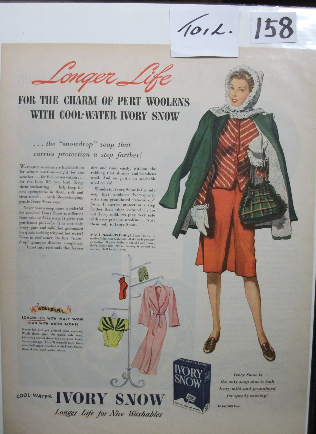 Toil ... 158 "ivory Snow" Ad - 1945 - Etsy