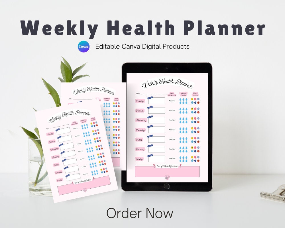 Weekly Health Planner | Printable & Editable Health Organizer | Digital ...