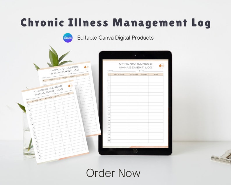 Chronic Illness Management Log | Printable & Editable Health Tracker ...