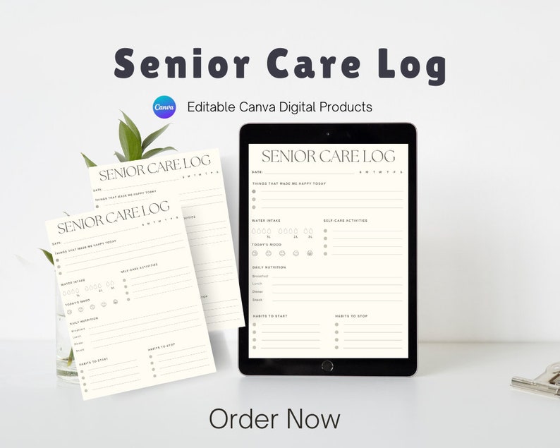 Senior Care Log | Printable & Editable Elderly Care Tracker | Digital ...