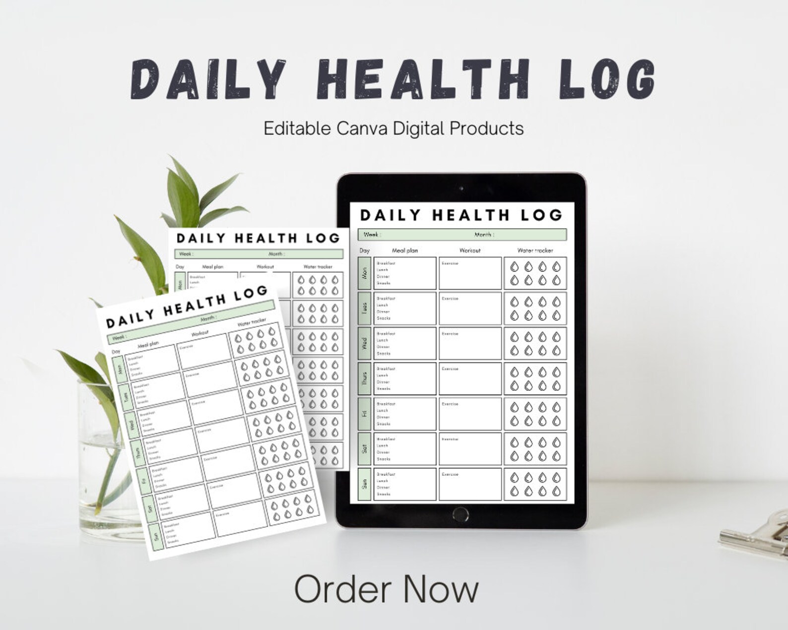 Daily Health Log | Printable & Editable Health Tracker | Digital ...