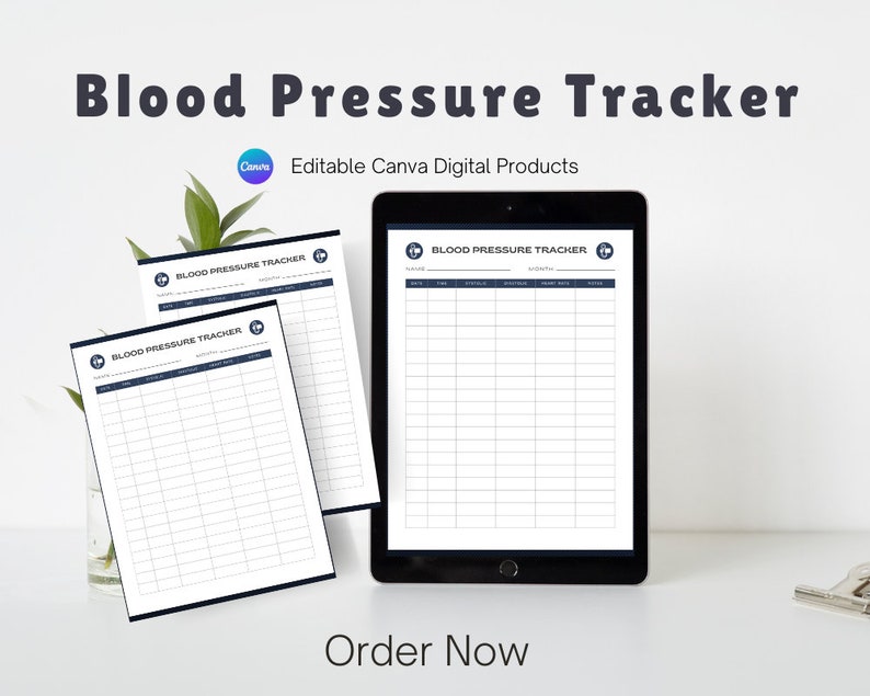 Blood Pressure Tracker Printable & Editable Health Journal Digital ...