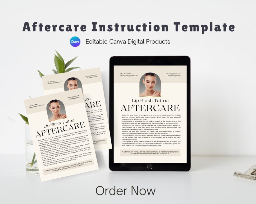 Aftercare Instruction Sheet | Printable & Editable Care Guidelines ...