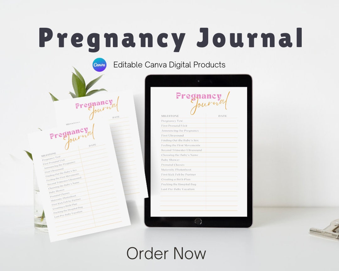 Pregnancy Journal | Printable & Editable Maternity Tracker | Digital ...