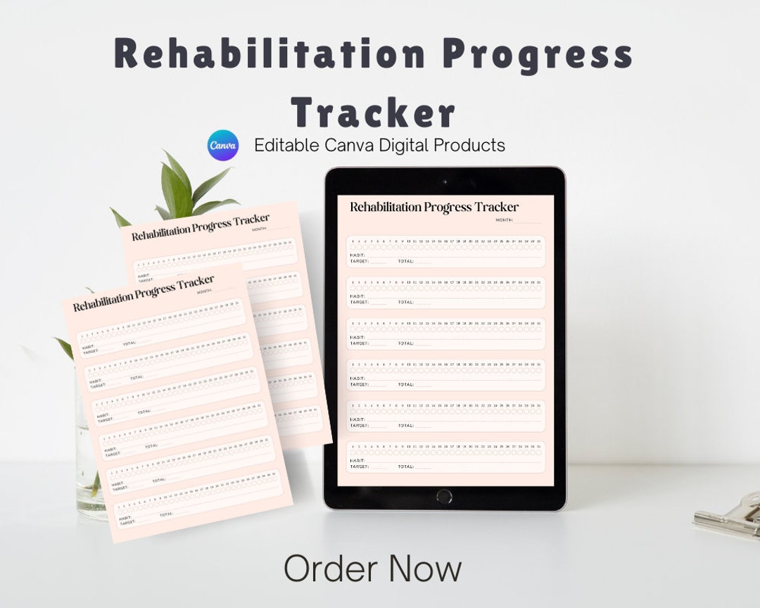 Rehabilitation Progress Tracker | Printable & Editable Rehab Journal ...