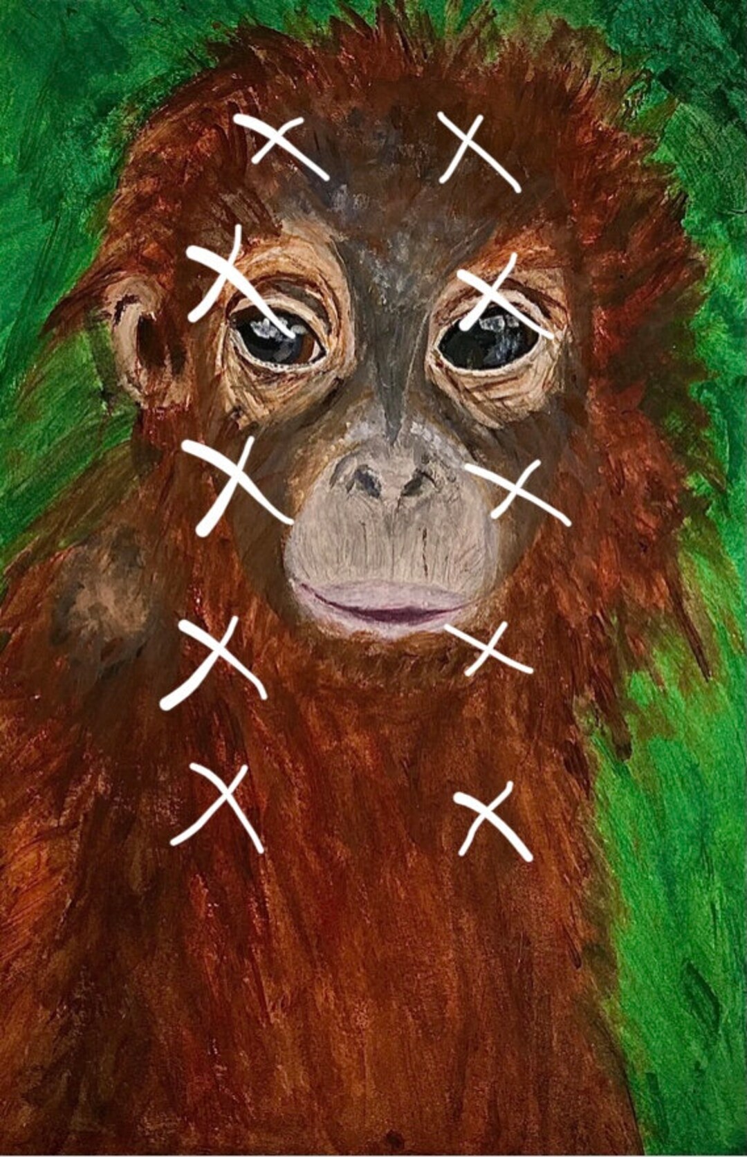 Vulnerable, Digital Download Print of an Orangutan, Acrylic Paint by ...