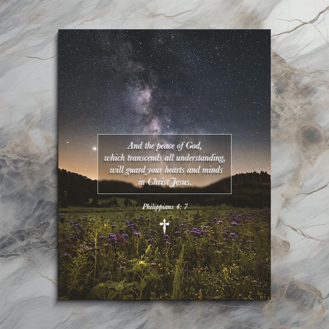 Christian Faith Wall Art, Peace of God Night Sky Nature Landscape Art ...