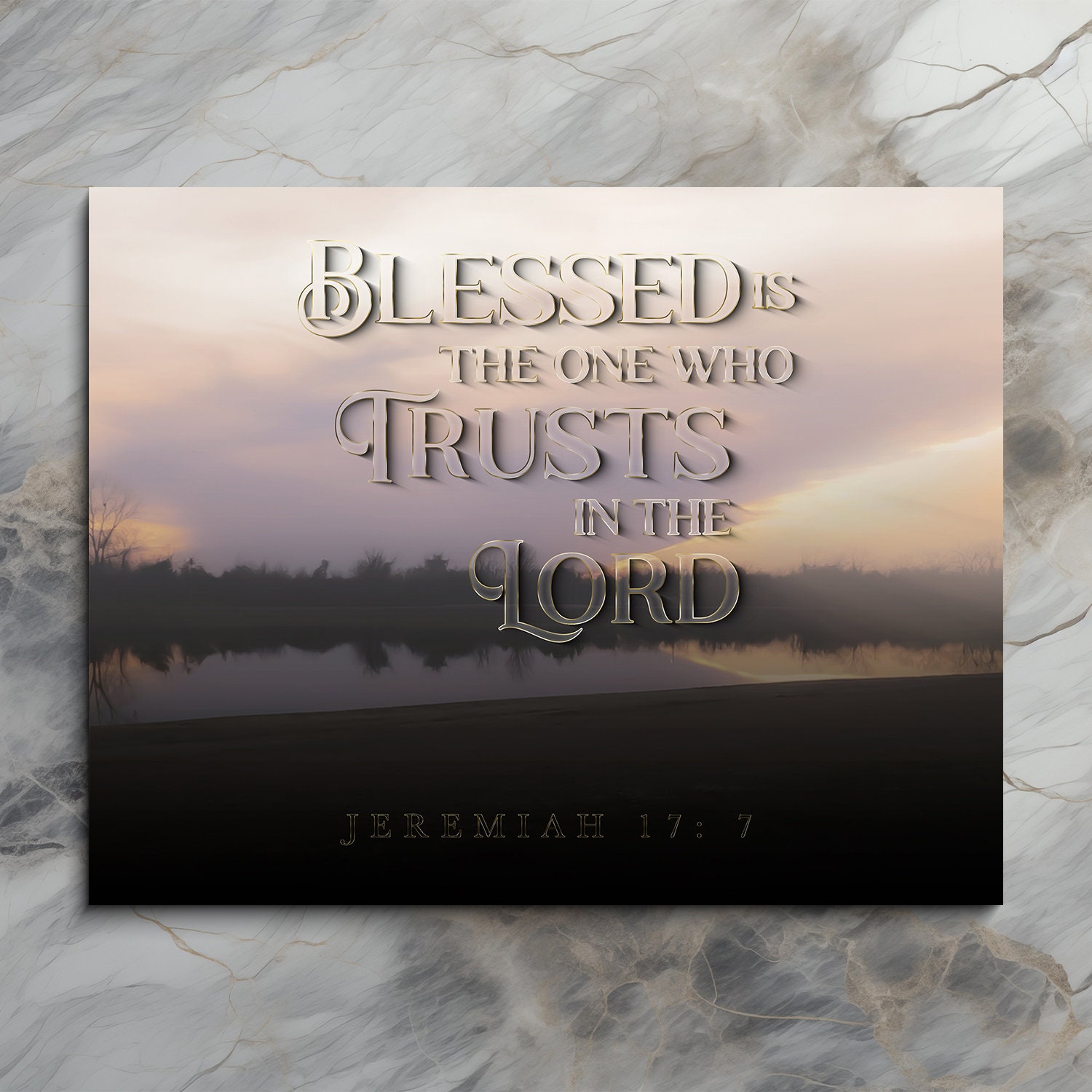 Christian Faith Wall Art, Blessed Trust in the Lord Sunset Art Print ...