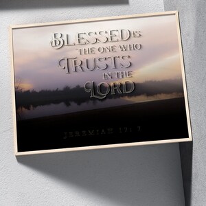 Christian Faith Wall Art, Blessed Trust in the Lord Sunset Art Print ...