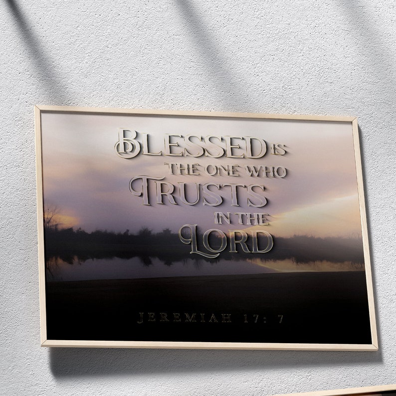 Christian Faith Wall Art, Blessed Trust in the Lord Sunset Art Print ...