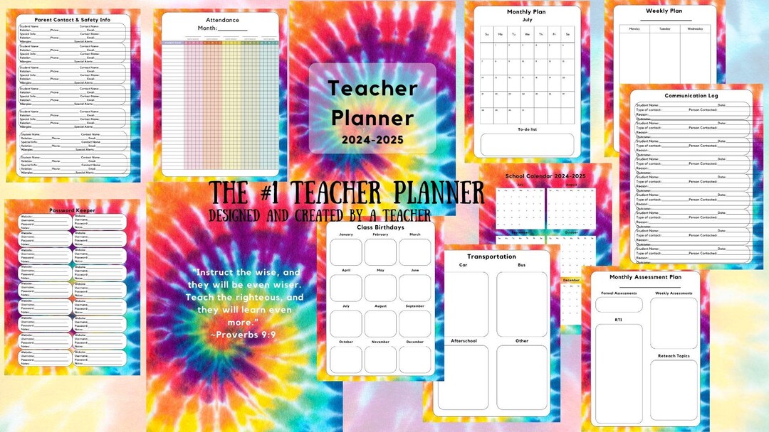 Tye Die Ultimate Teacher Planner 2024-2025 School Year, Lesson Plan ...