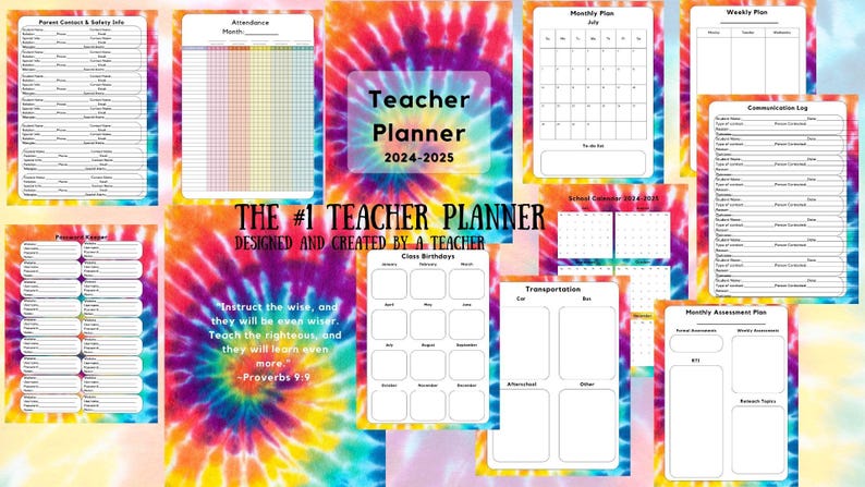Tye Die Ultimate Teacher Planner 2024-2025 School Year, Lesson Plan ...
