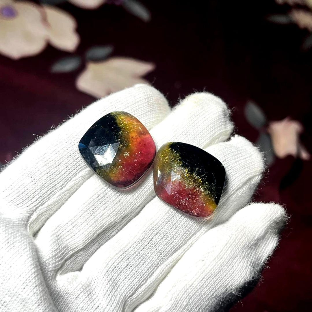 61.00 Ct Afghan Tri-color Tourmaline Pair: Pink Yellow Indicolite ...