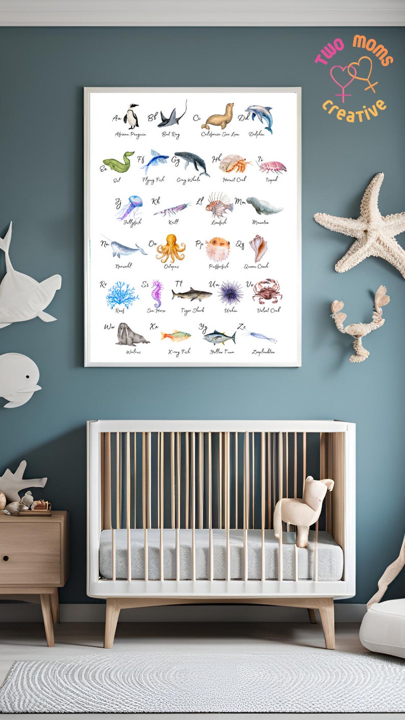 Animal Alphabet and Numbers Prints, Beach Nursery Decor, PRINTABLE Wall ...