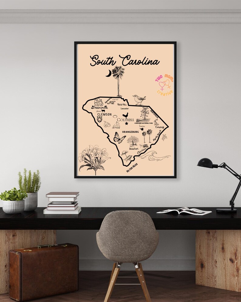 Printable Art of South Carolina, Palmetto State Poster, South Carolina ...